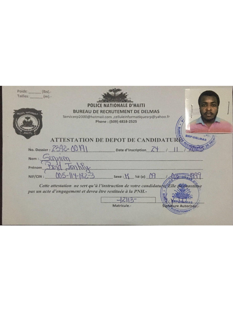 Fiches D'inscription PNH 2 | PDF