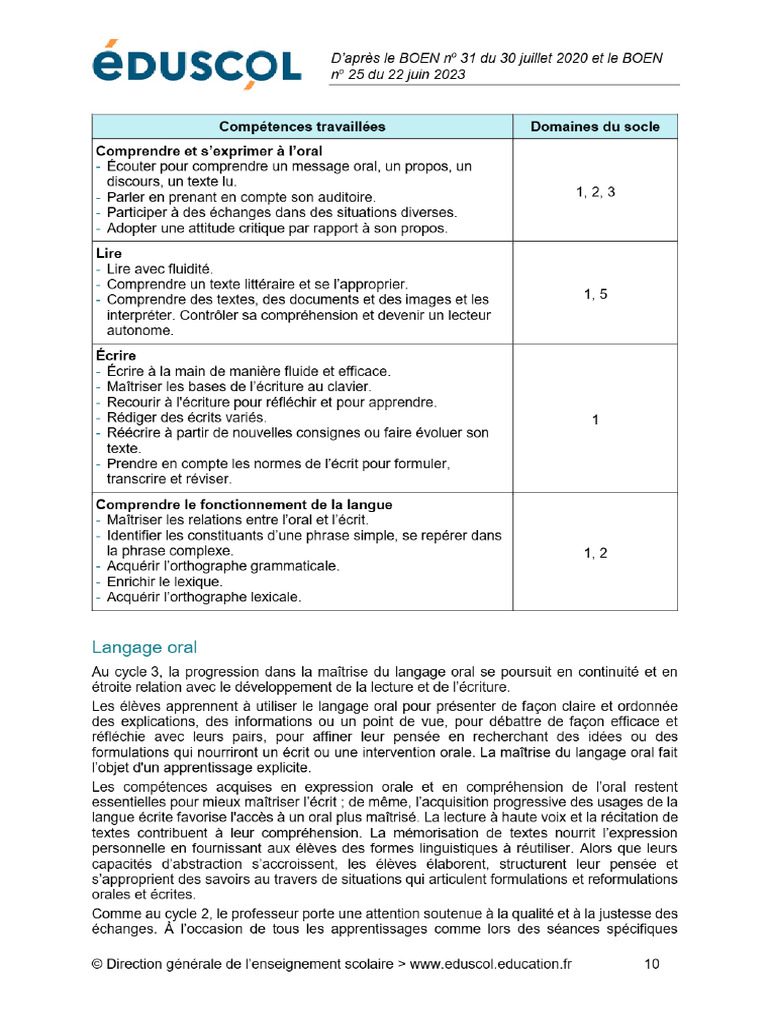 Eduscol Cycle 3 Page 2 | PDF