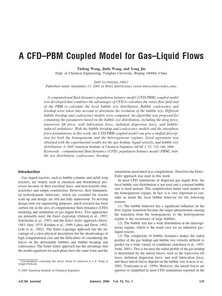 2006-A CFD–PBM coupled model for gas–liquid flows | PDF | Computational Fluid Dynamics | Gases
