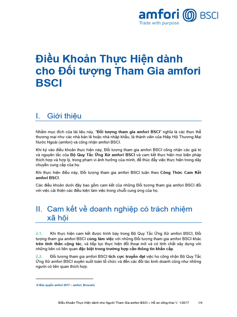 Cam Kết Thực Hiện BSCI | PDF
