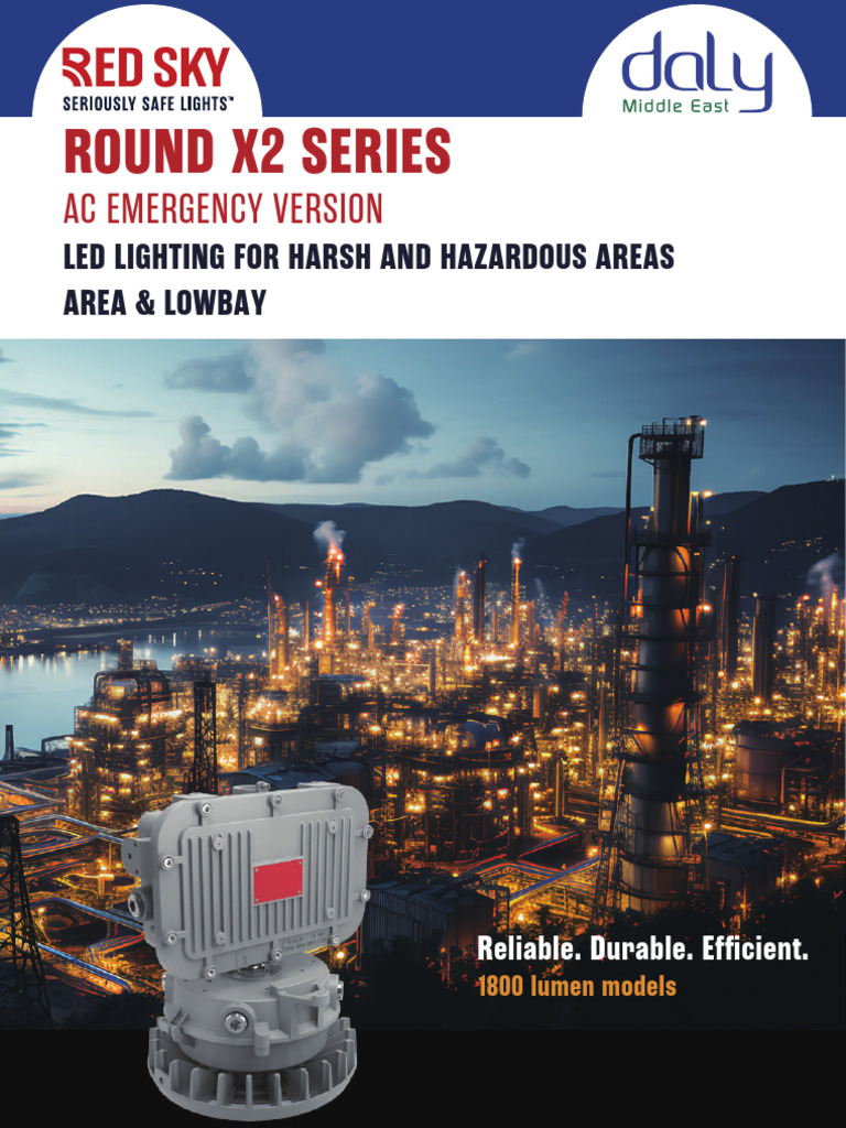 Emergency RED SKY RND X2 AC-EM Full Specsheet | PDF | Lighting