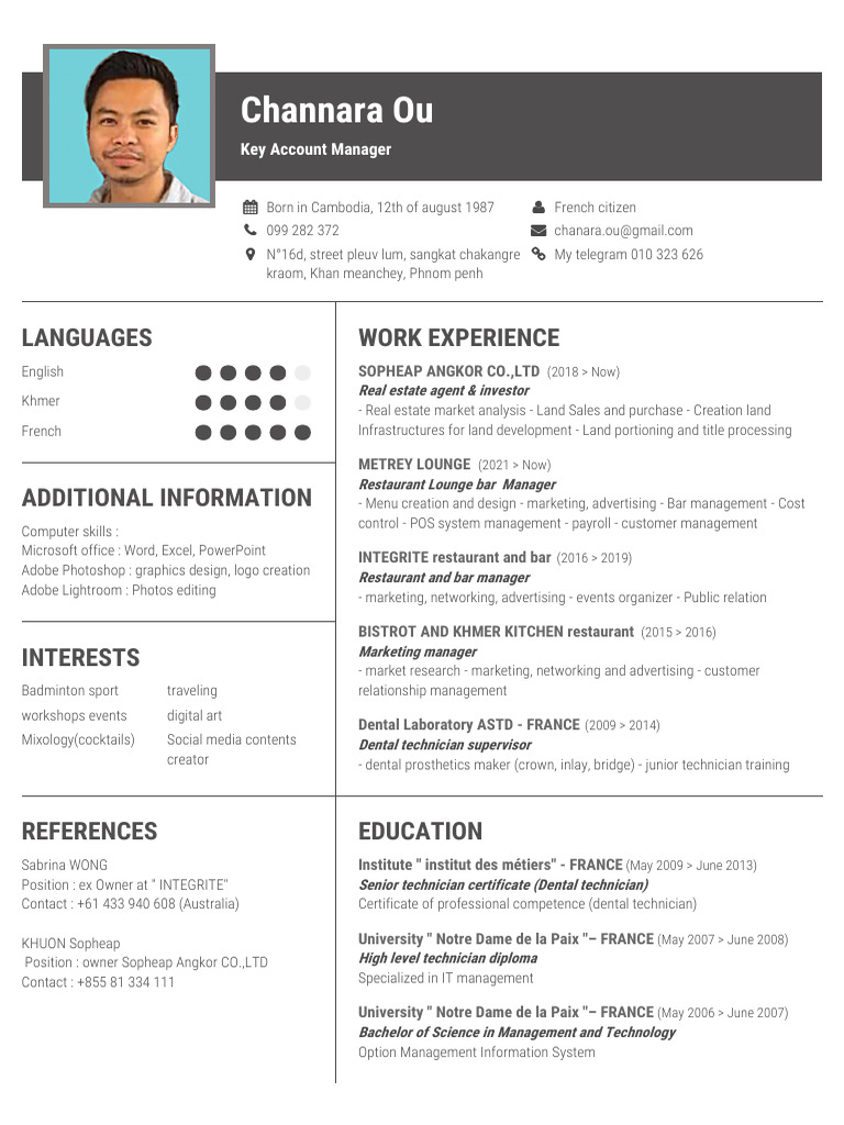Channara Ou CV Key Account Manager | PDF