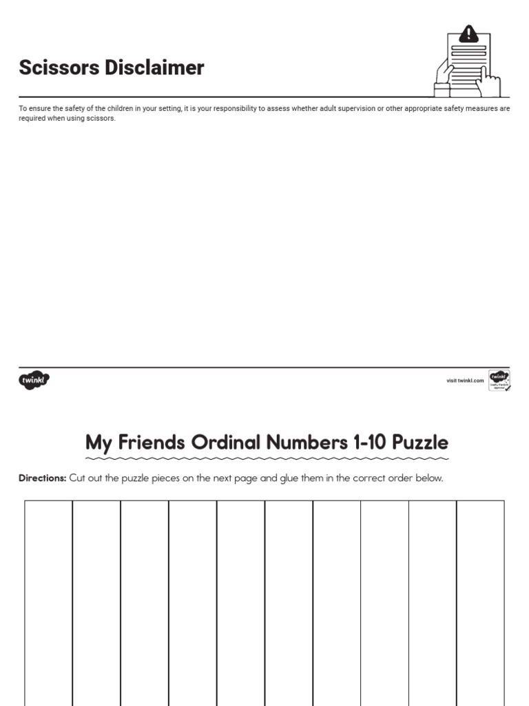 BW My Friends Ordinal Numbers 1-10 Puzzle | PDF