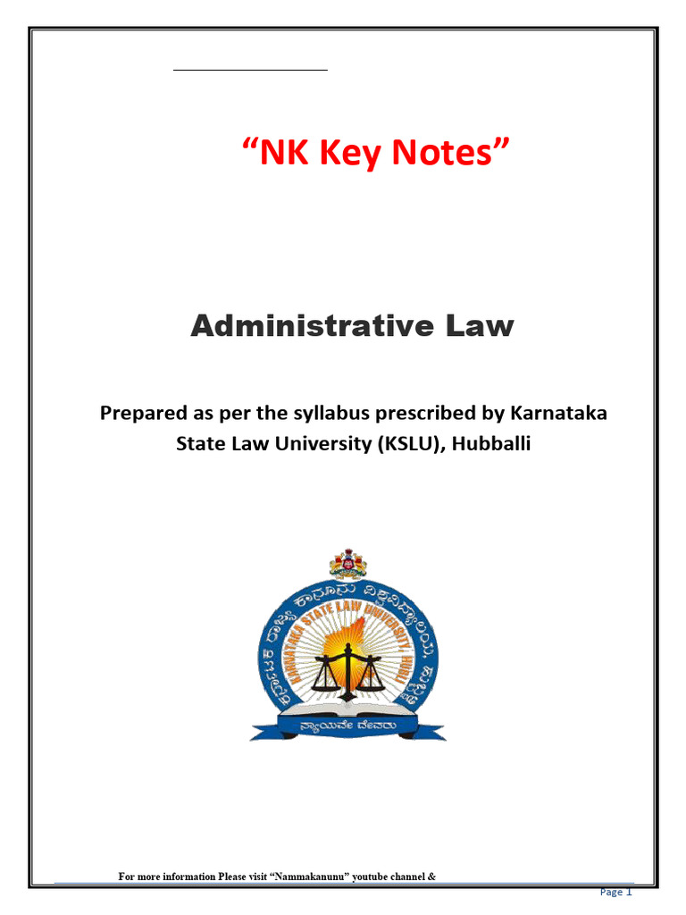 NK Administrative Law Key Notes KSLU Call 95915 73526 1 (Sim) | PDF ...