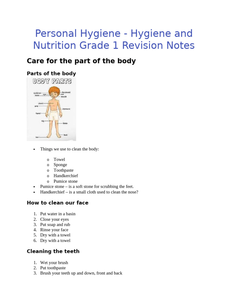 Grade 1 Personal Hygiene Guide | PDF | Toilet | Hygiene