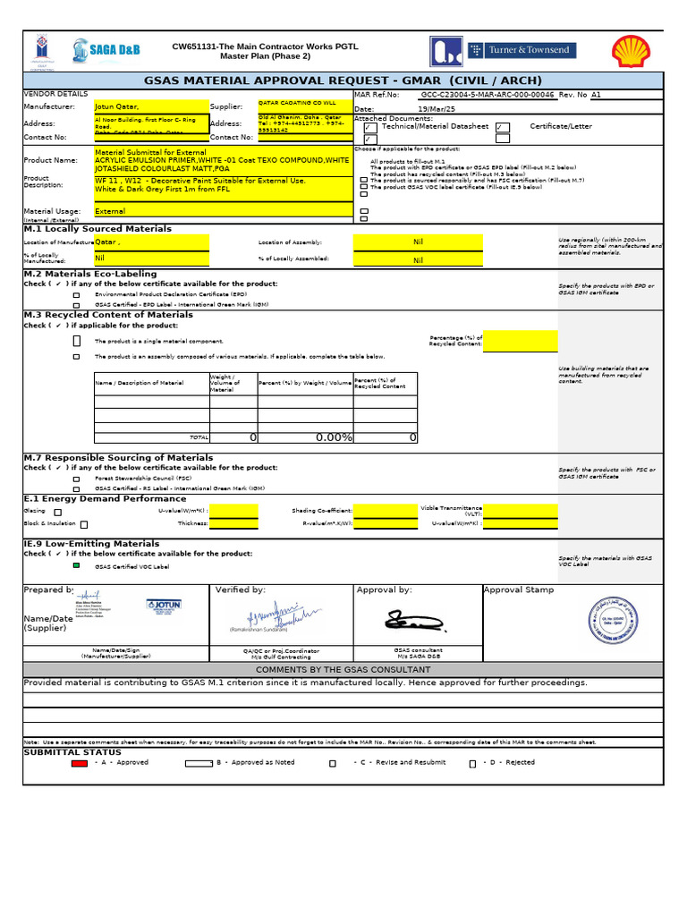 GSAS Material Approval Request - Decorative Approval | PDF | Forest ...