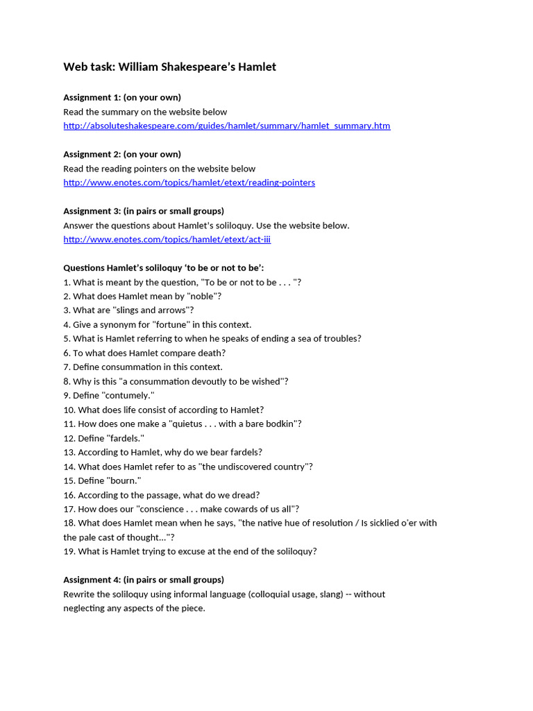 Web Task Hamlet | PDF