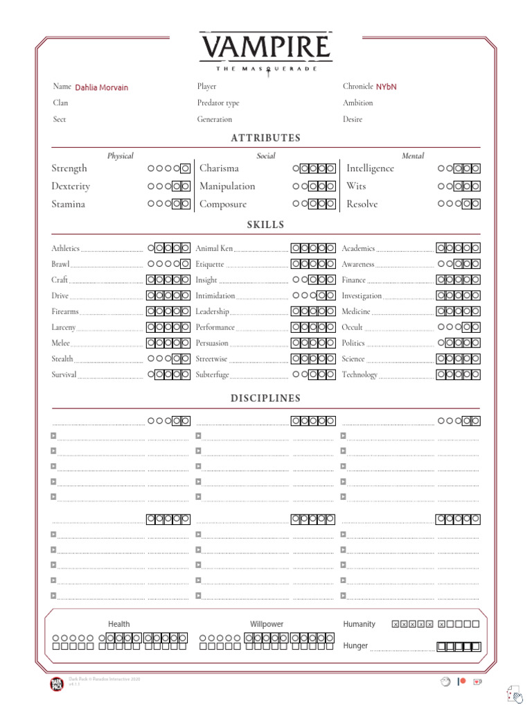 Schrecknet - Vtm5e - Dahlia Morvain | PDF