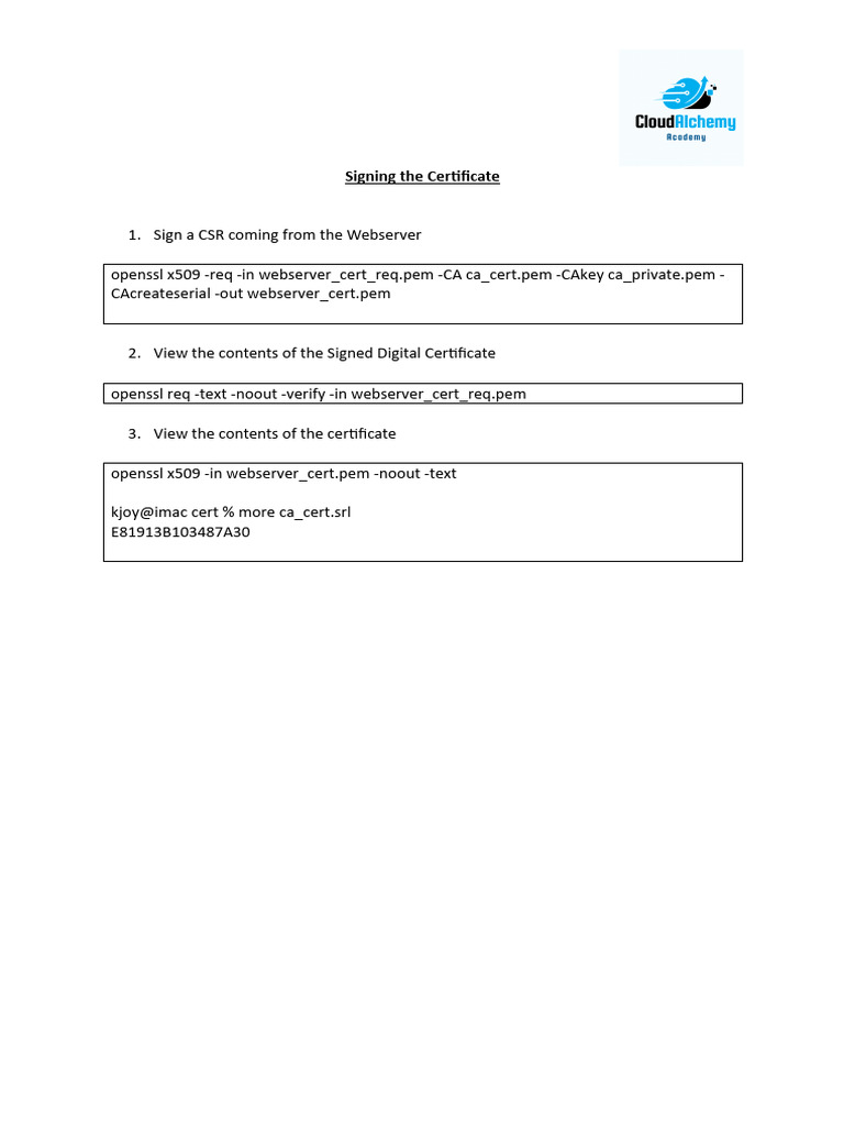 19.1 Signing The Certificate | PDF