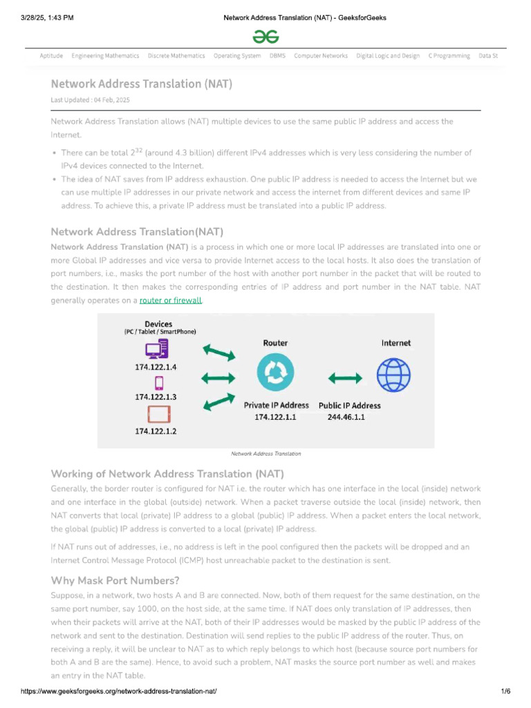 Network Address Translation (NAT) | PDF
