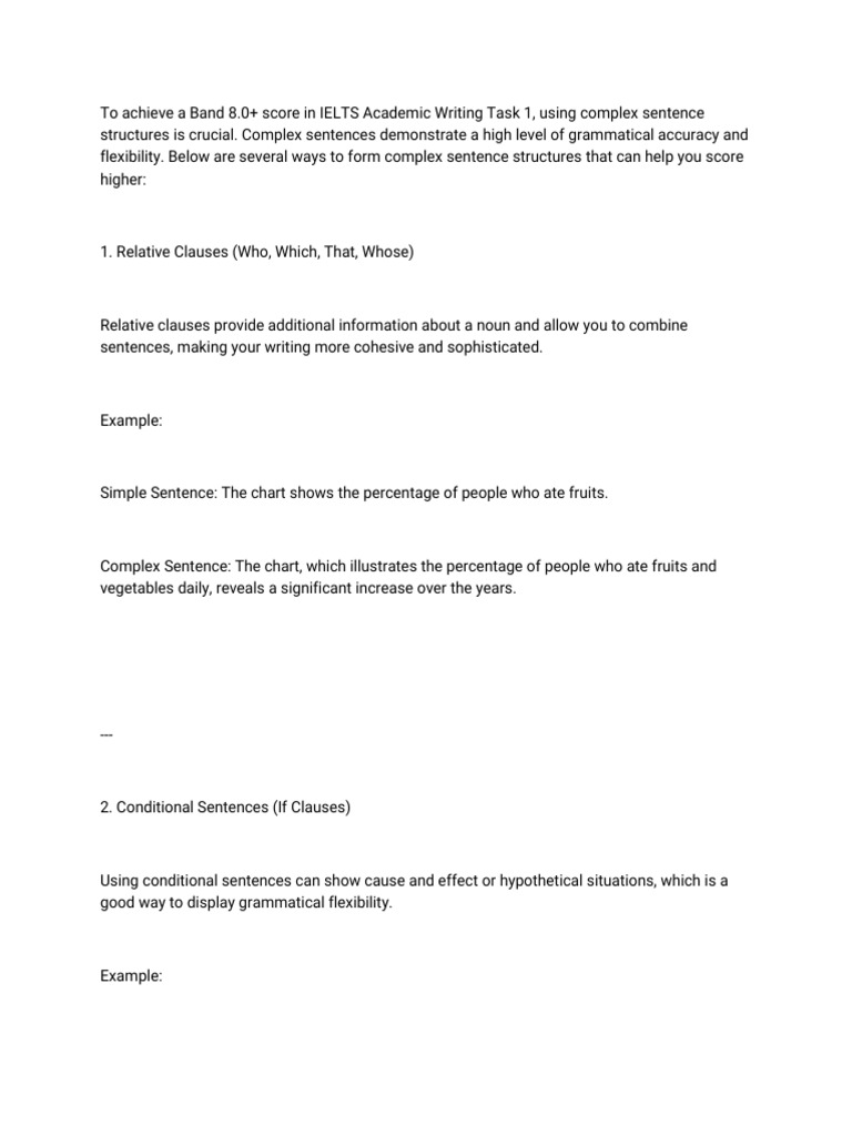 Master Complex Sentences for IELTS Writing | PDF | Sentence ...