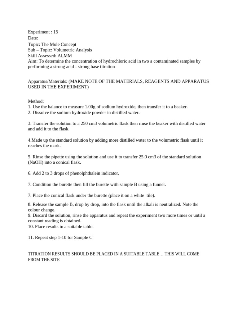 Grade 11 Titration Experiment Guide | PDF
