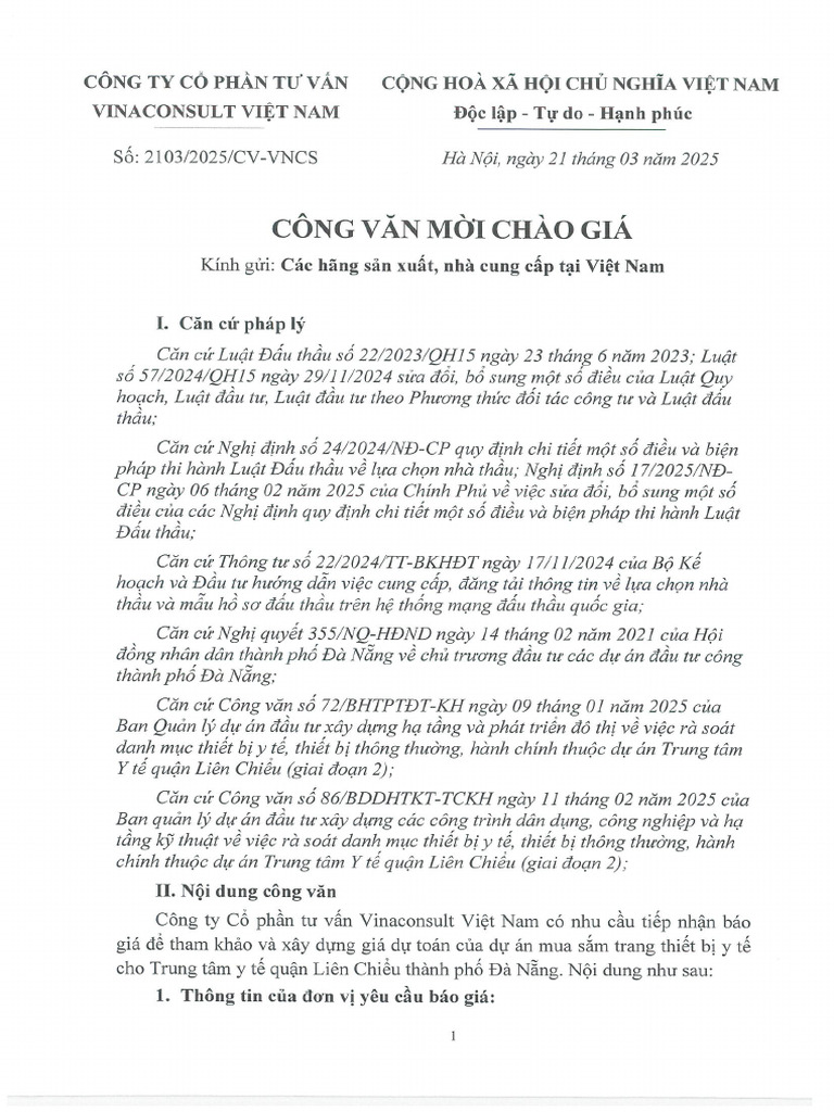 CV Mời Chào Giá | PDF