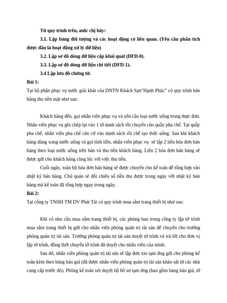 BÀI TẬP CHƯƠNG 2 KỸ THUẬT MÔ TẢ HTTTKT | PDF