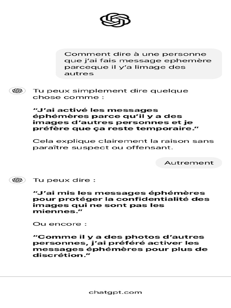 Message Éphémère Explication | PDF