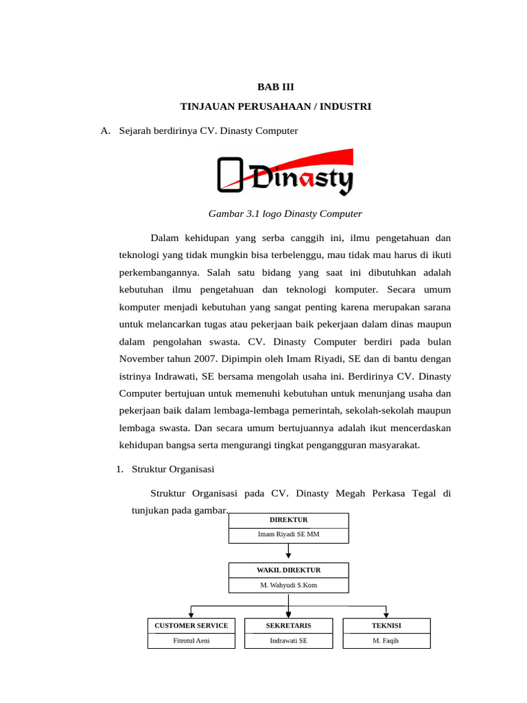 BAB II Sejarah, Profil Instansi & Denah Lokasi 2022 | PDF