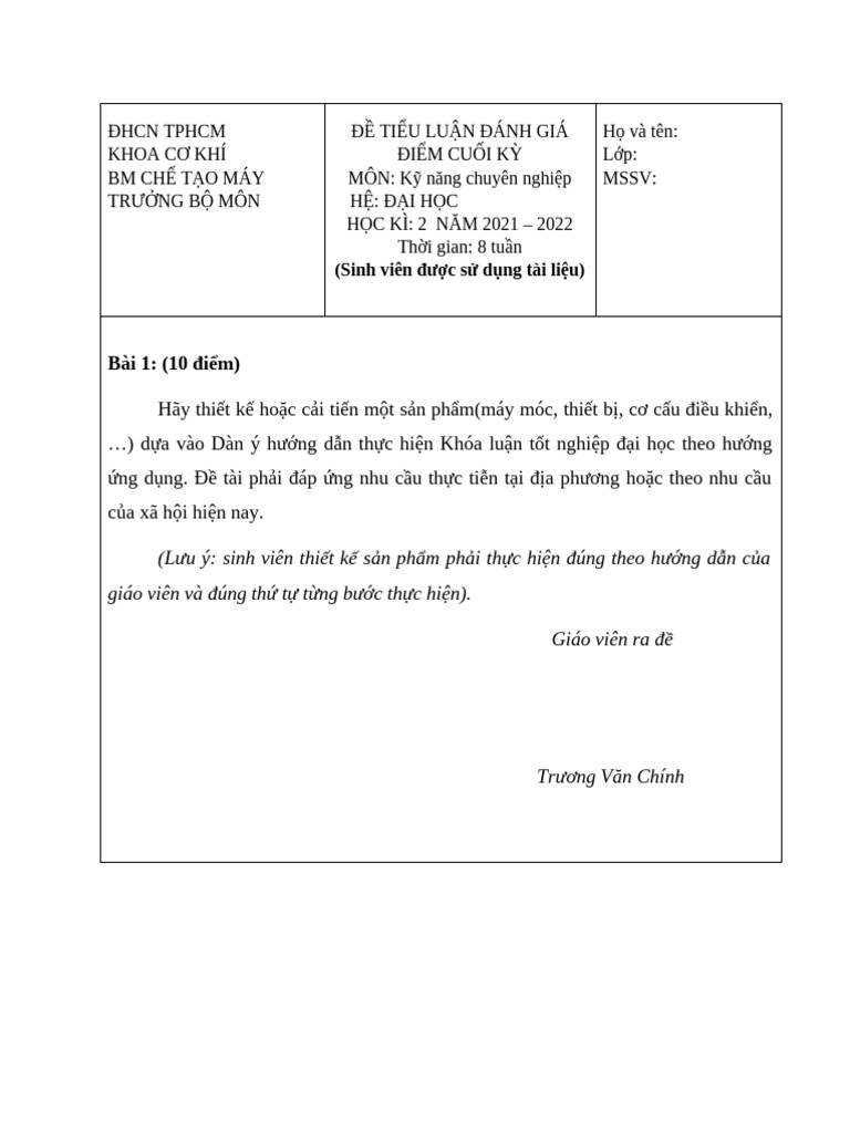 De Tieu Luan Cuoi Khoa | PDF