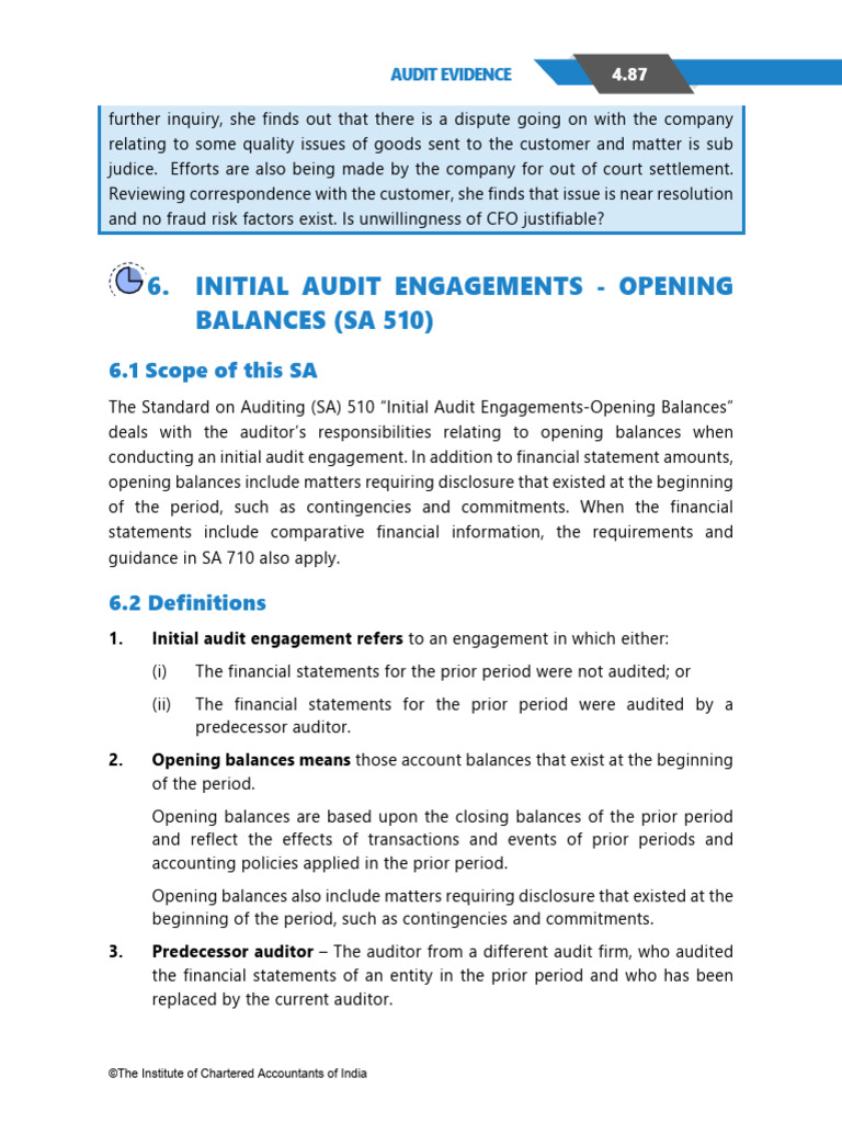 Initial Audit Engagements - Opening Balances (Sa 510) | PDF | Audit | Financial Audit