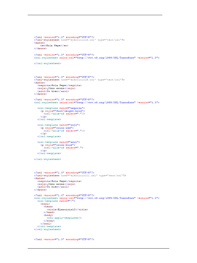 Relación Ejercicios T6 XSLT (REV 1.3) | PDF | Xml | Xslt