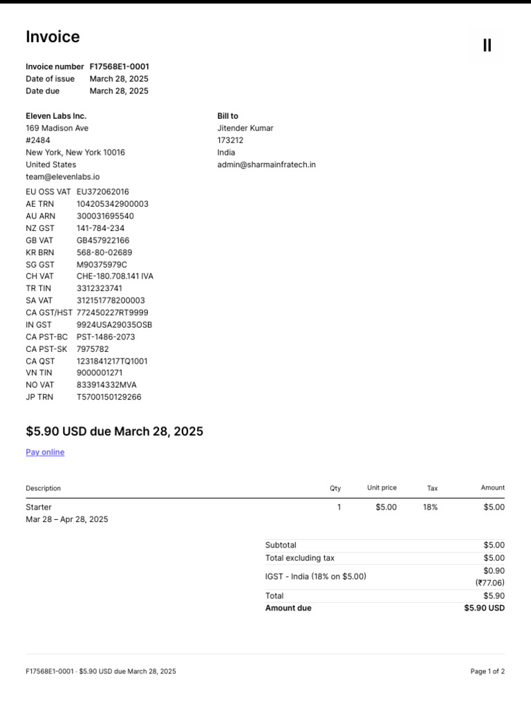 Invoice-F17568E1-0001 | PDF