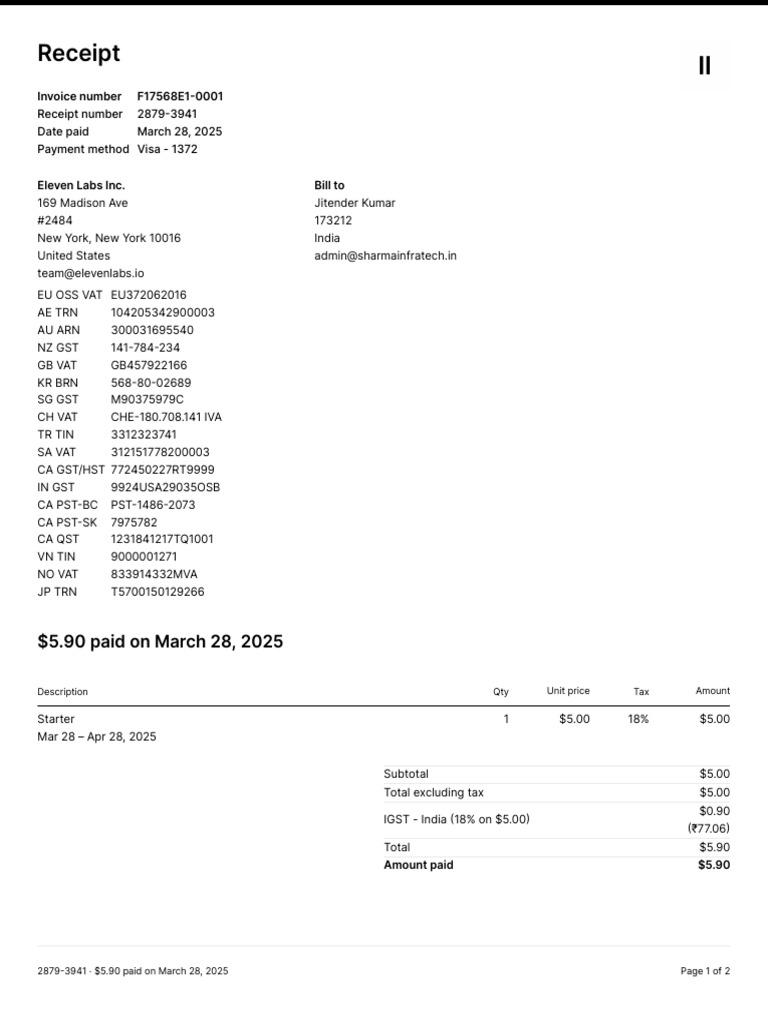 Receipt 2879 3941 | PDF