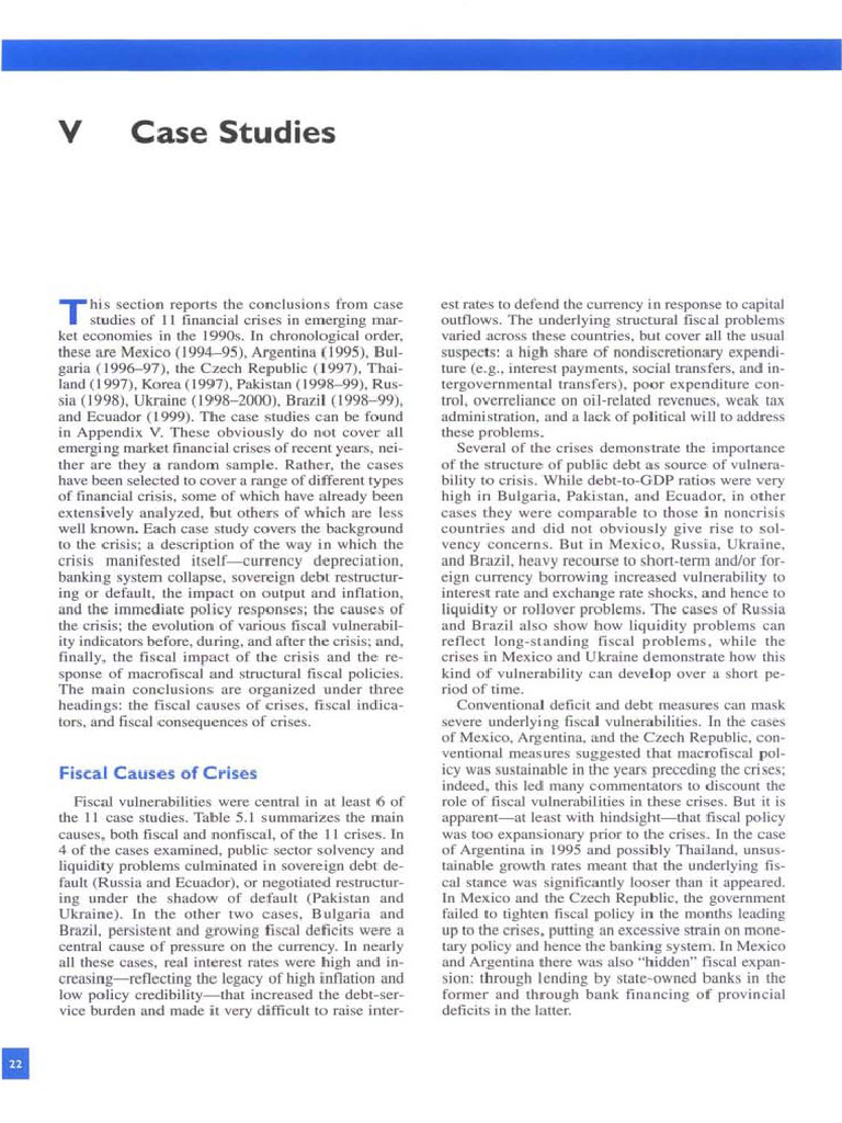 Financial Crisis Case Studies Analysis | PDF | Fiscal Policy ...