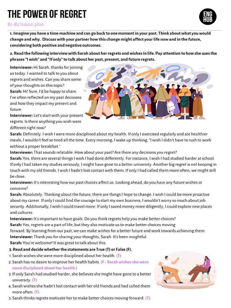 B1-B2 The Power of Regret A4 Worksheet TV | PDF | Thought