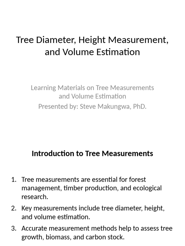 Calculating Tree Volume and Measurements | PDF | Volume