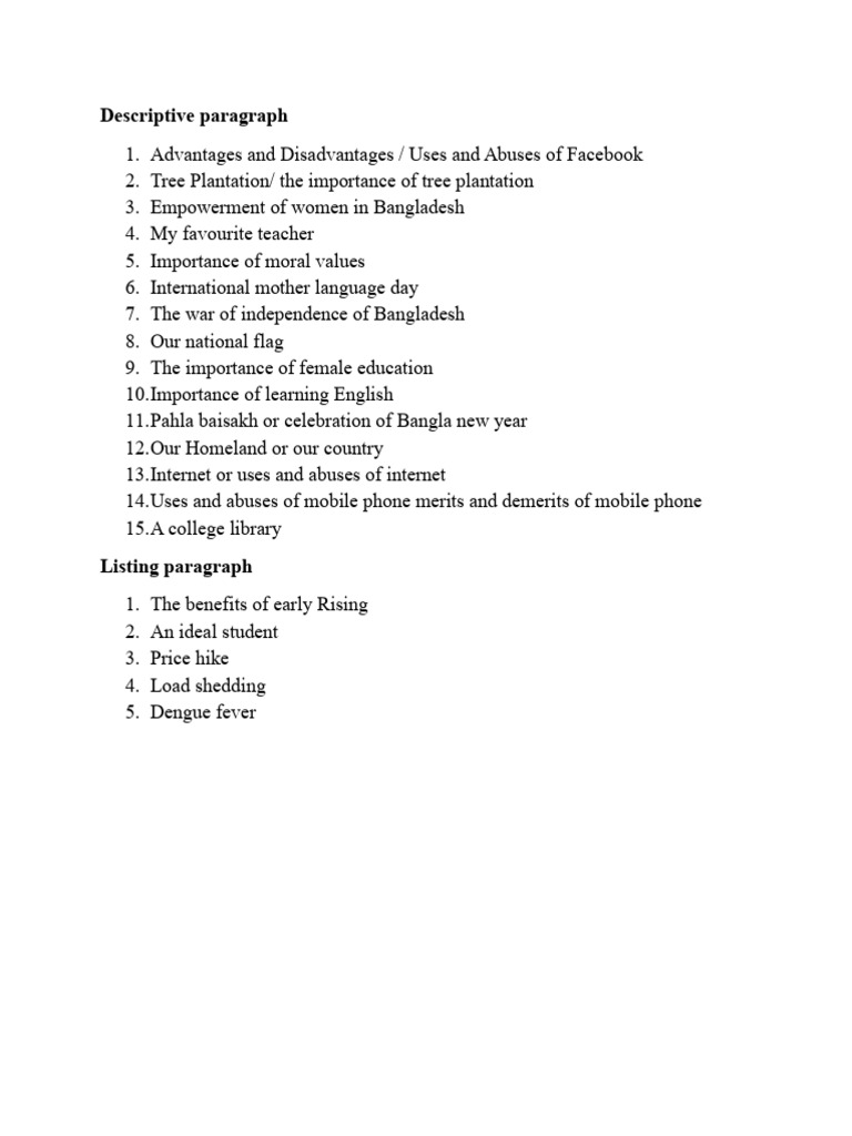 Paragraph List | PDF