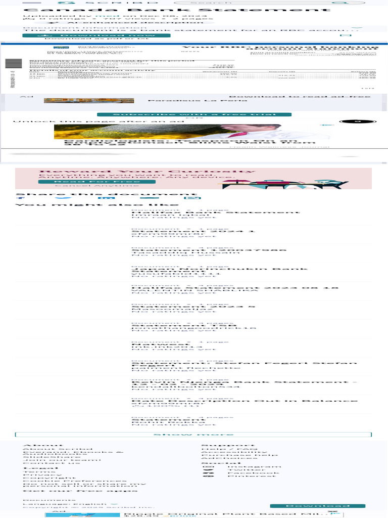 Canada Bank Statement PDF Account Personal Finance | PDF | Scribd | Banking