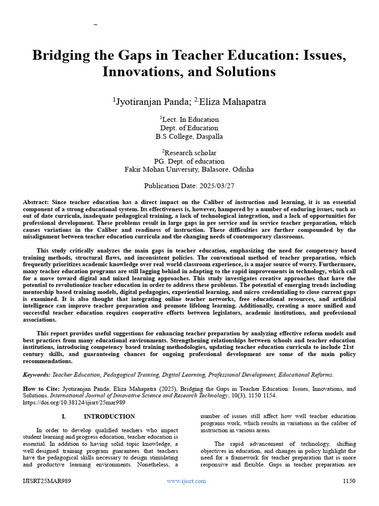 Enhancing Teacher Education: Issues & Solutions | PDF | Teachers | Teacher Education