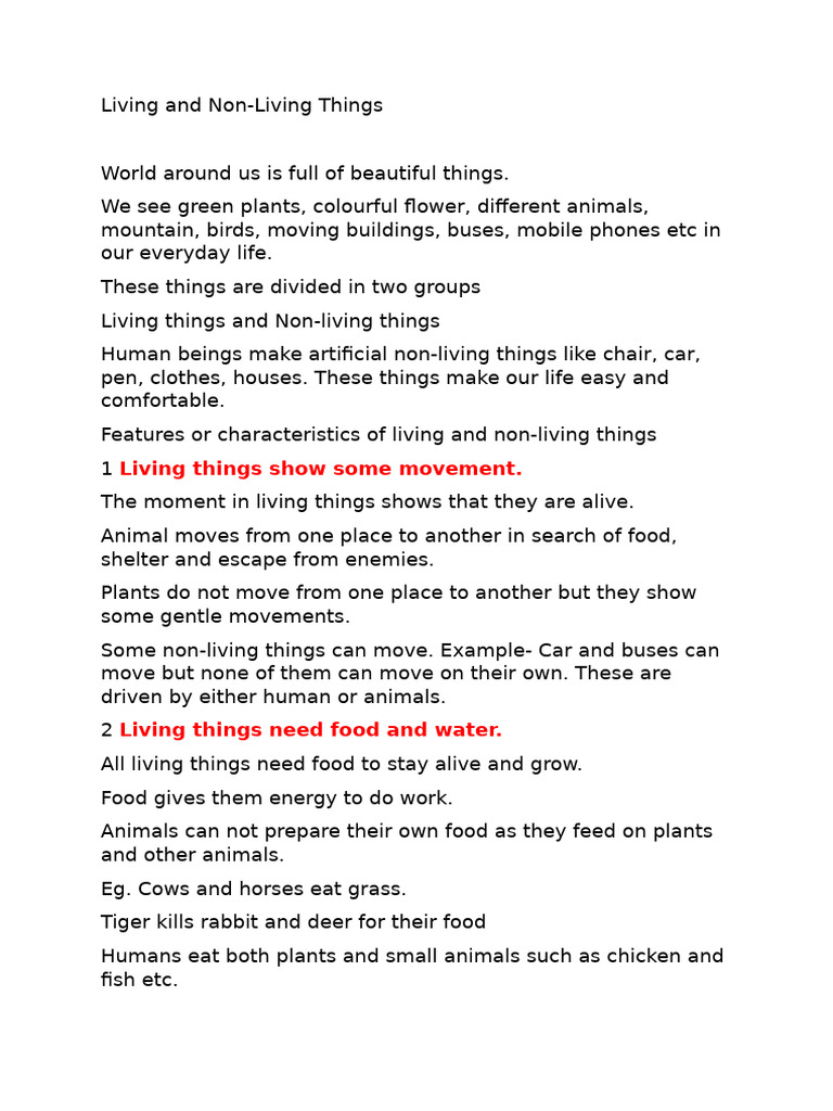 Living and Non living 2nd Science | PDF | Plants | Foods