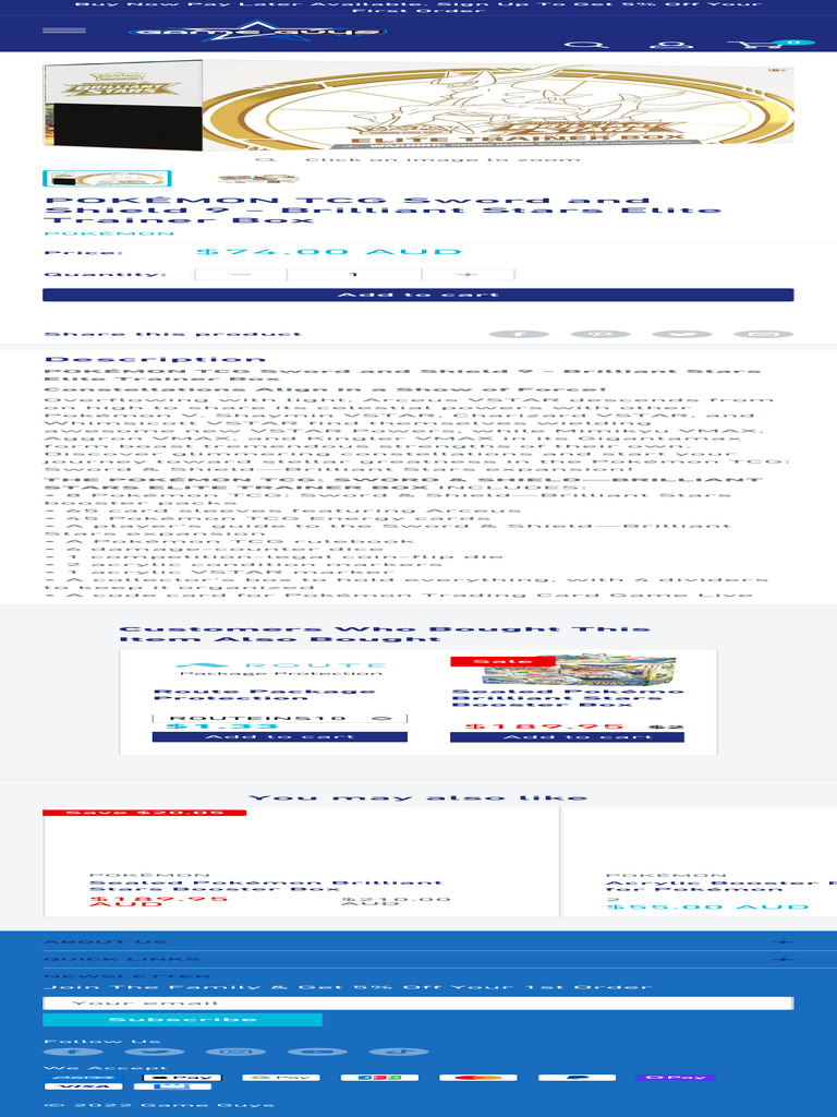 POKÉMON TCG Sword and Shield 9 - Brilliant Stars Elite Trainer Box | PDF