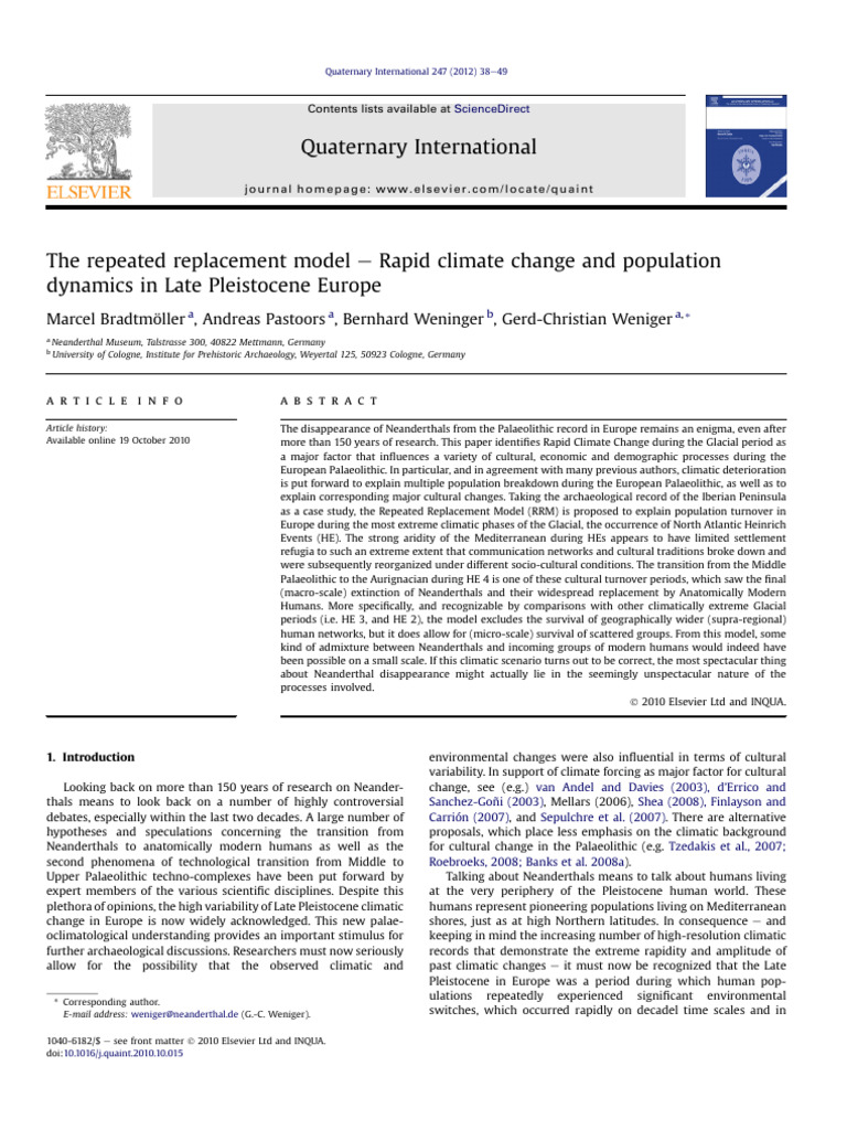 The Repeated Replacement Model Rapid Climate Change and 2012 Quaternary ...