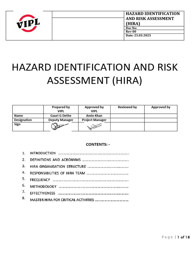Hira Excavation Work Reliance Pdf Risk Probability