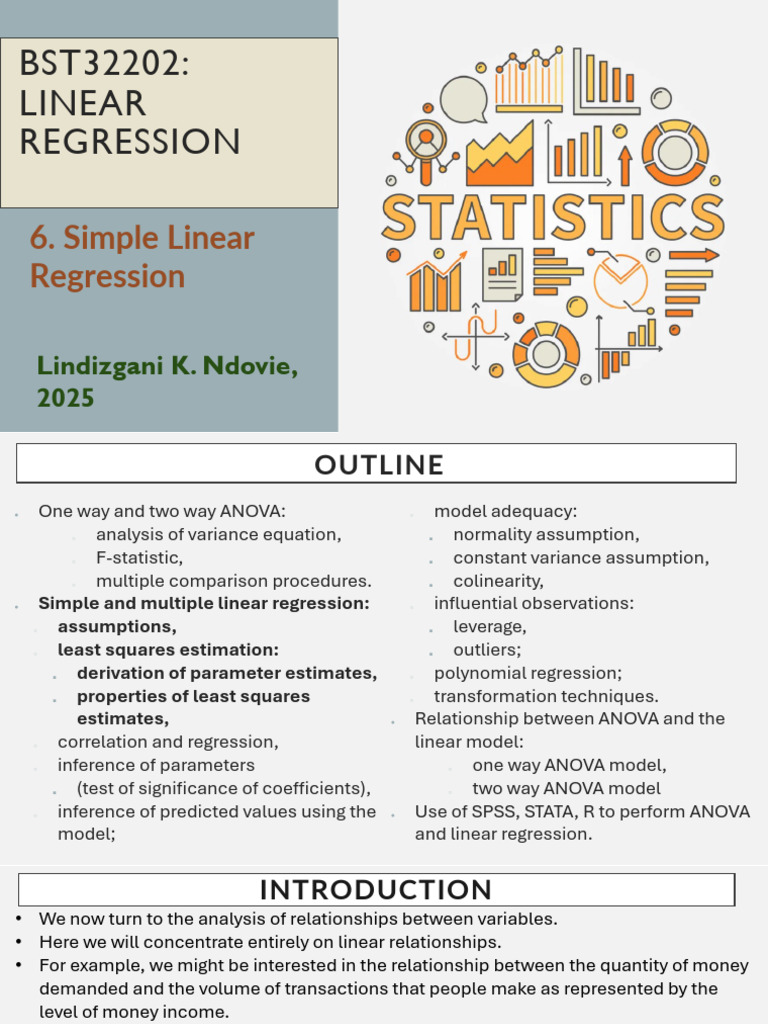 BST 32202 LINEAR REGRESSION 6 SLR ASSUMPTIONS LSE | PDF | Errors And Residuals | Regression Analysis