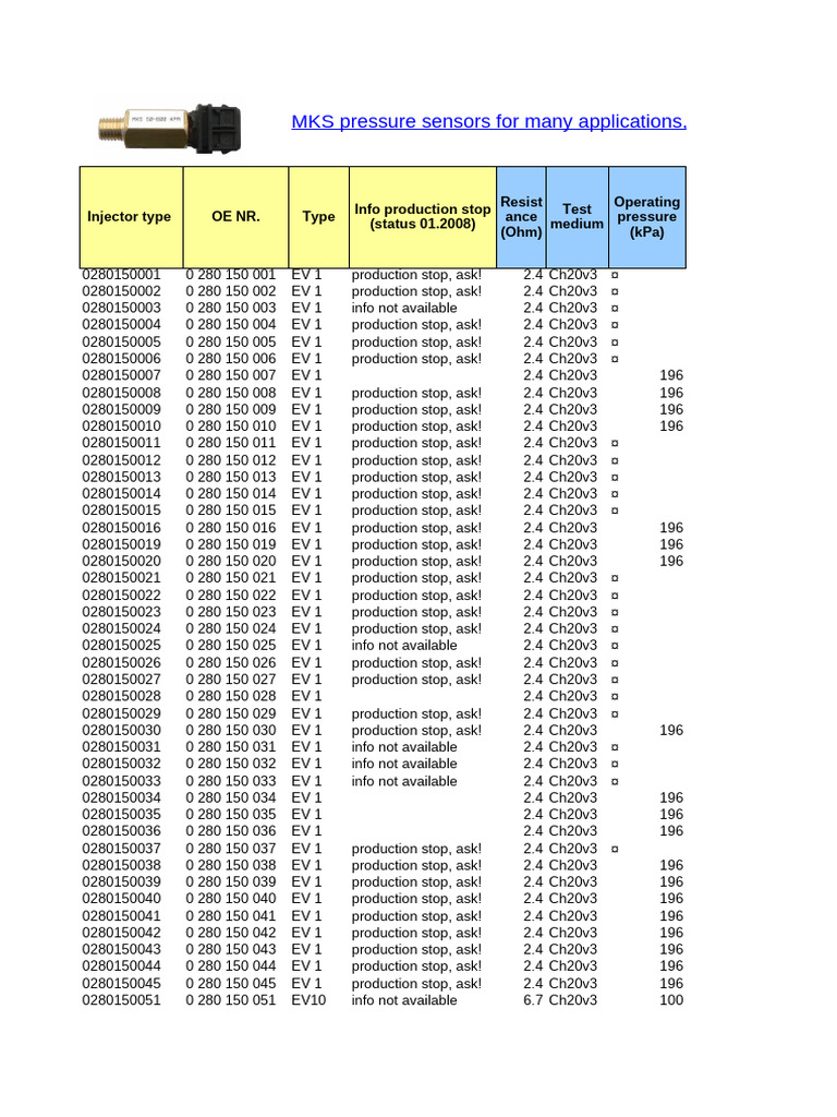 Bosch Injector Data | PDF