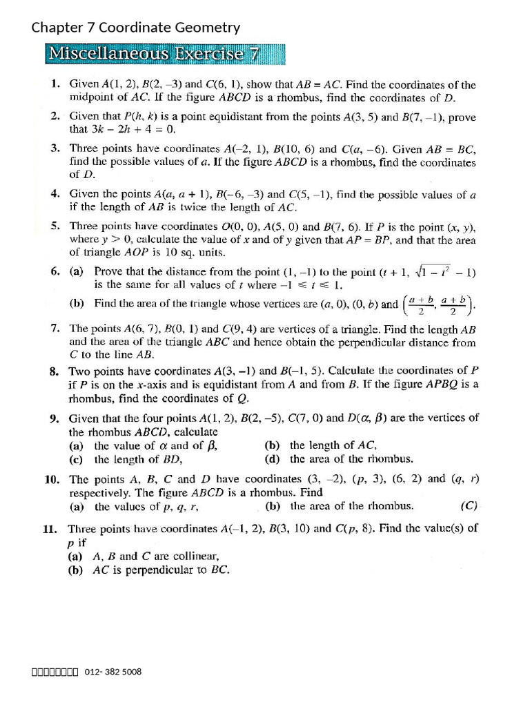 Chapter 7 Coordinate Geometry-A | PDF