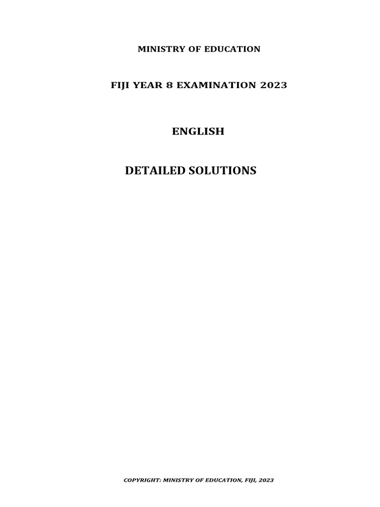 Fiji Year 8 English Exam Solutions 2023 | PDF | The Swiss Family ...