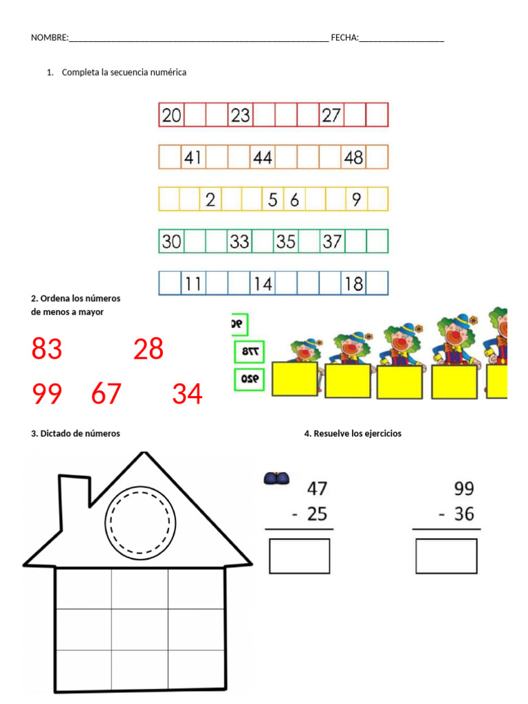 Ejercicios de Números para Niños | PDF