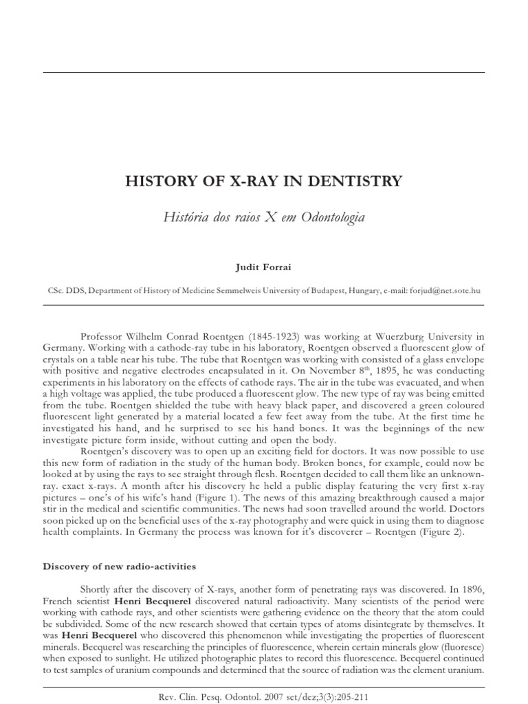 History of Dental Radiology | PDF | Marie Curie | Radioactive Decay