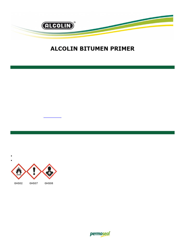 Alcolin Bitumen Primer - SDS | PDF | Personal Protective Equipment ...