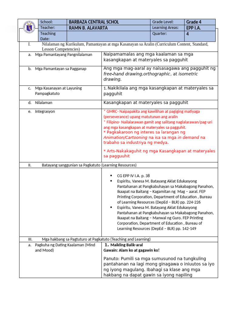 Lesson Plan Epp | PDF