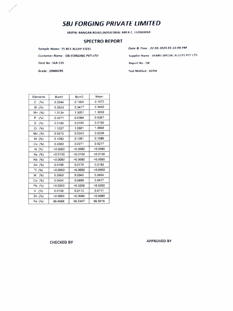spectro & grain size report after forging point 1 | PDF