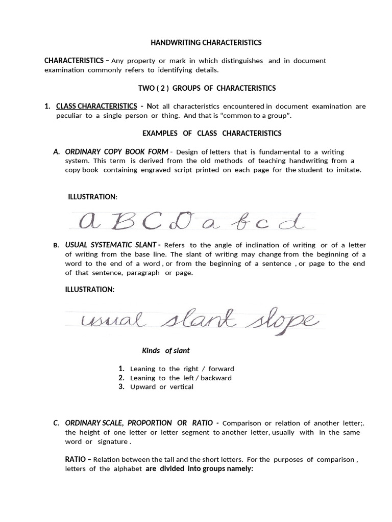 Handwriting Characteristics | PDF | Writing