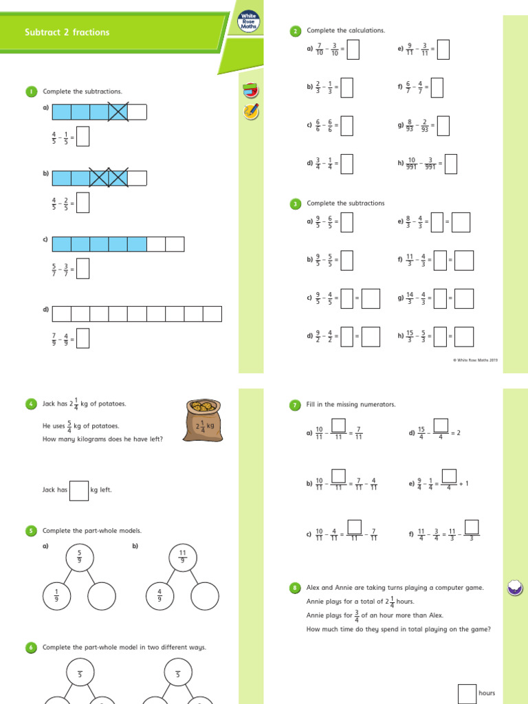 Lesson 2 Subtract 2 Fractions 2019 | PDF | Mathematics | Arithmetic