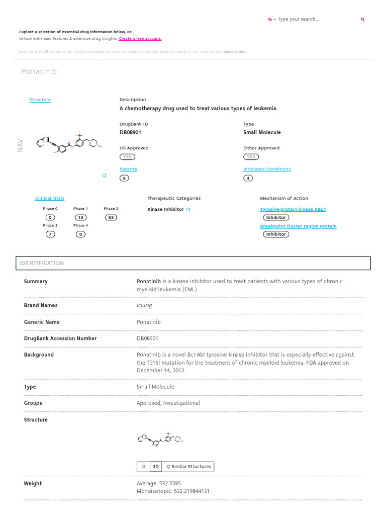 Ponatinib - Uses, Interactions, Mechanism of Action - DrugBank Online ...