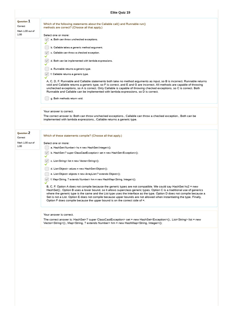 Java Concurrency and Generics Quiz | PDF | Central Processing Unit ...