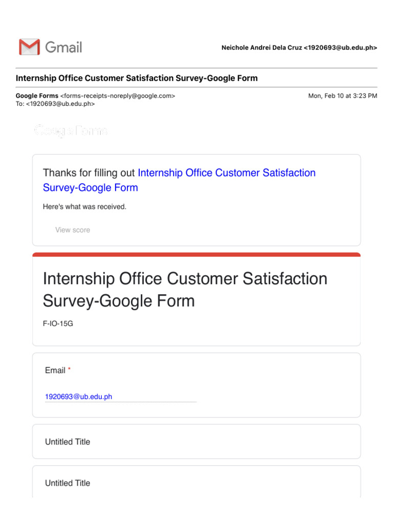 Internship Office Customer Satisfaction Survey-Google Form | PDF ...