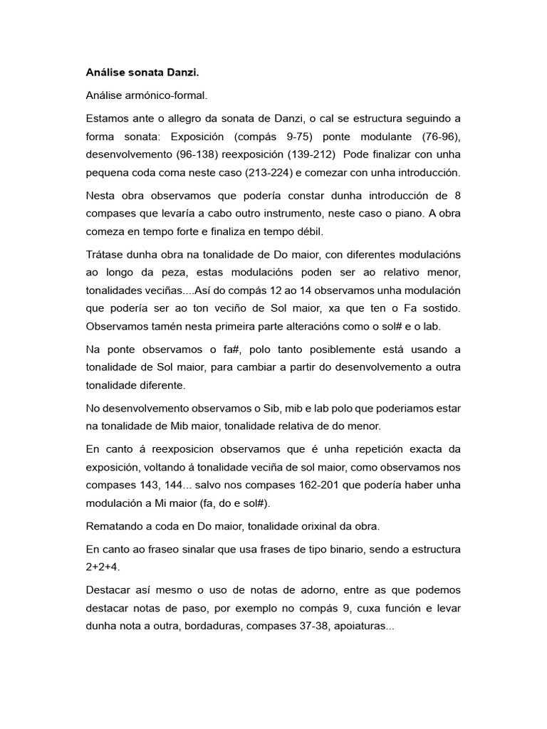 Analise Sonata Danzi | PDF